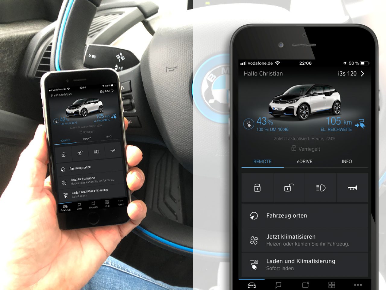 Überblick und Funktion der BMW App Connected(drive) im BMW i3
